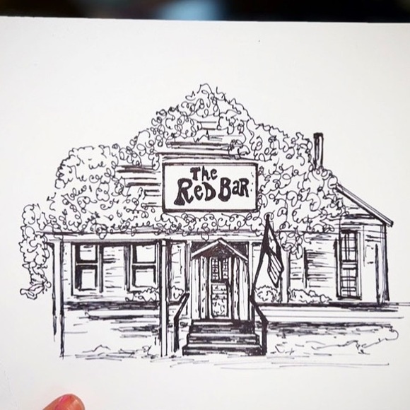 Art | The Red Bar In Grayton Beach Florida 3a Black Ink Print85x11in ...